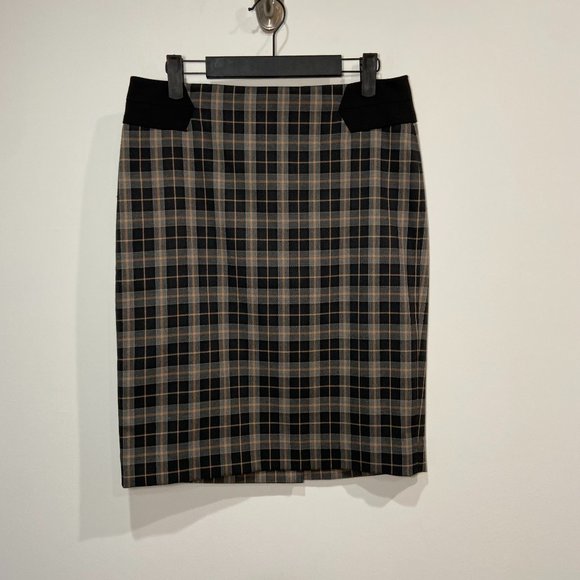 The Limited Skirts The Limited Black Brown Plaid Pencil Mini Skirt Size 6 Poshmark